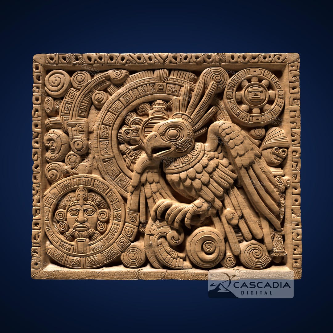 Eagle Raven Aztec - 3D STL Model for CNC/3D Printing - Mayan Mexico ...