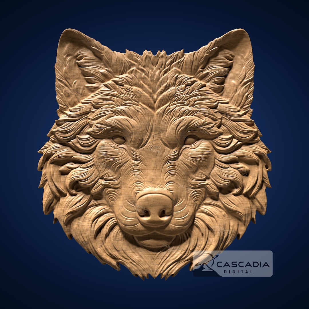 Wolf Head 3D STL File for CNC Router, 3D Print, Casting, Wood Carving ...