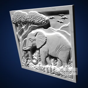 Elephant 3D STL File for CNC Router, 3D Print, Casting, Wood Carving ...