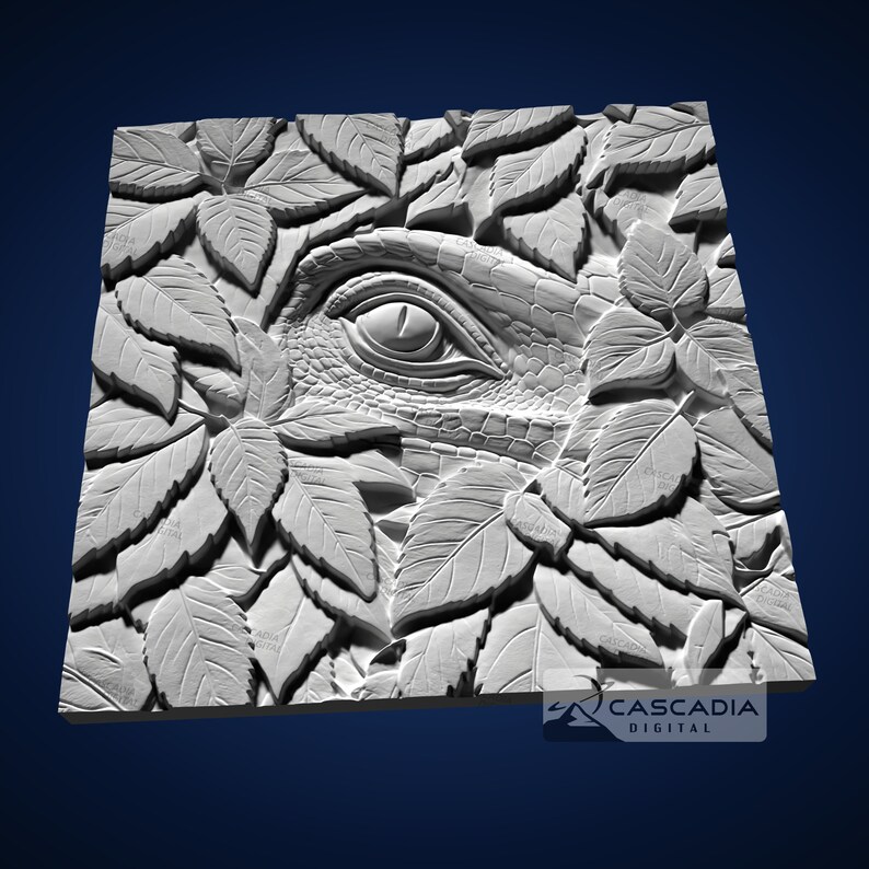 Raptor Eye in Leaves 3D STL File for CNC Router, 3D Print, Casting ...