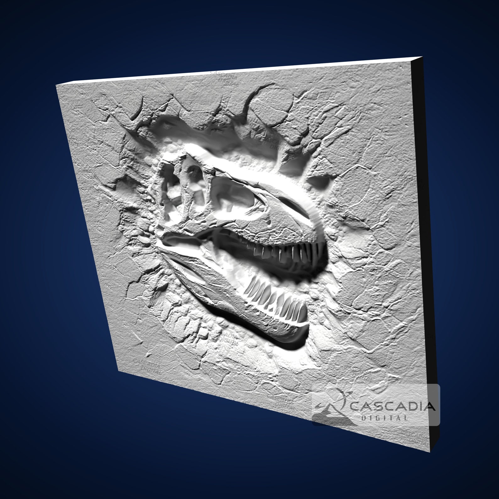 Trex Fossil Skull in Rock - STL Model for CNC Router and 3D Printing - Etsy