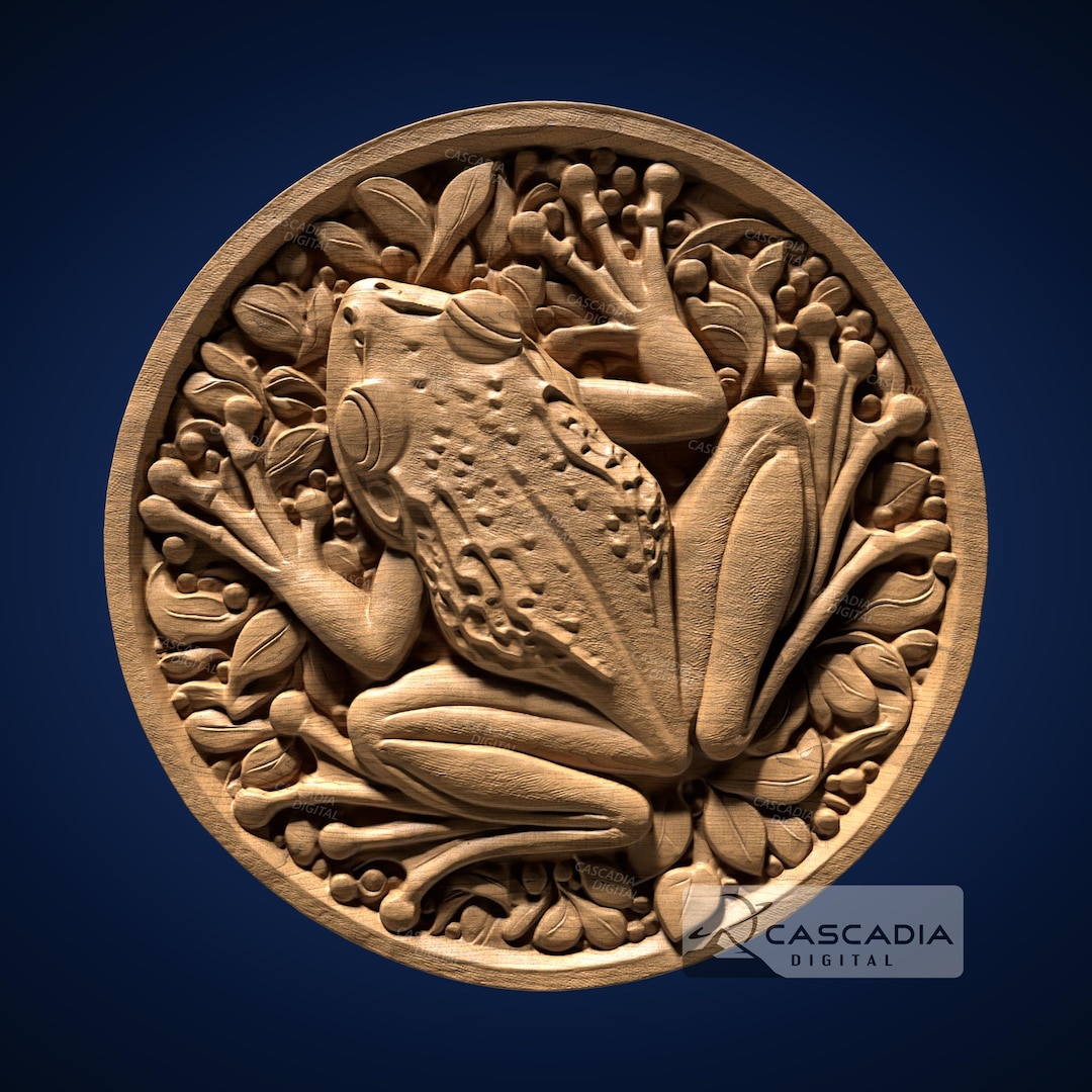 Frog Round 3D STL File for CNC Router, 3D Print, Casting, Wood Carving ...