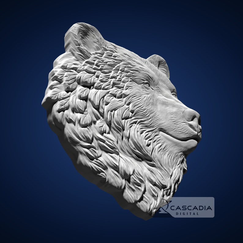 Bear Head 3D STL File for CNC Router, 3D Print, Casting, Wood Carving ...