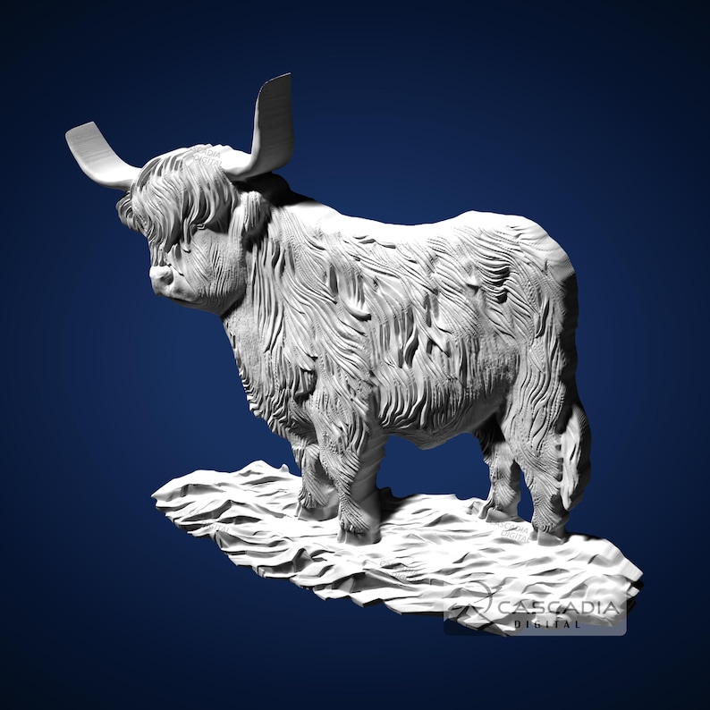 Highland Cow Steer 3D STL File for CNC Router, 3D Print, Casting, Wood ...