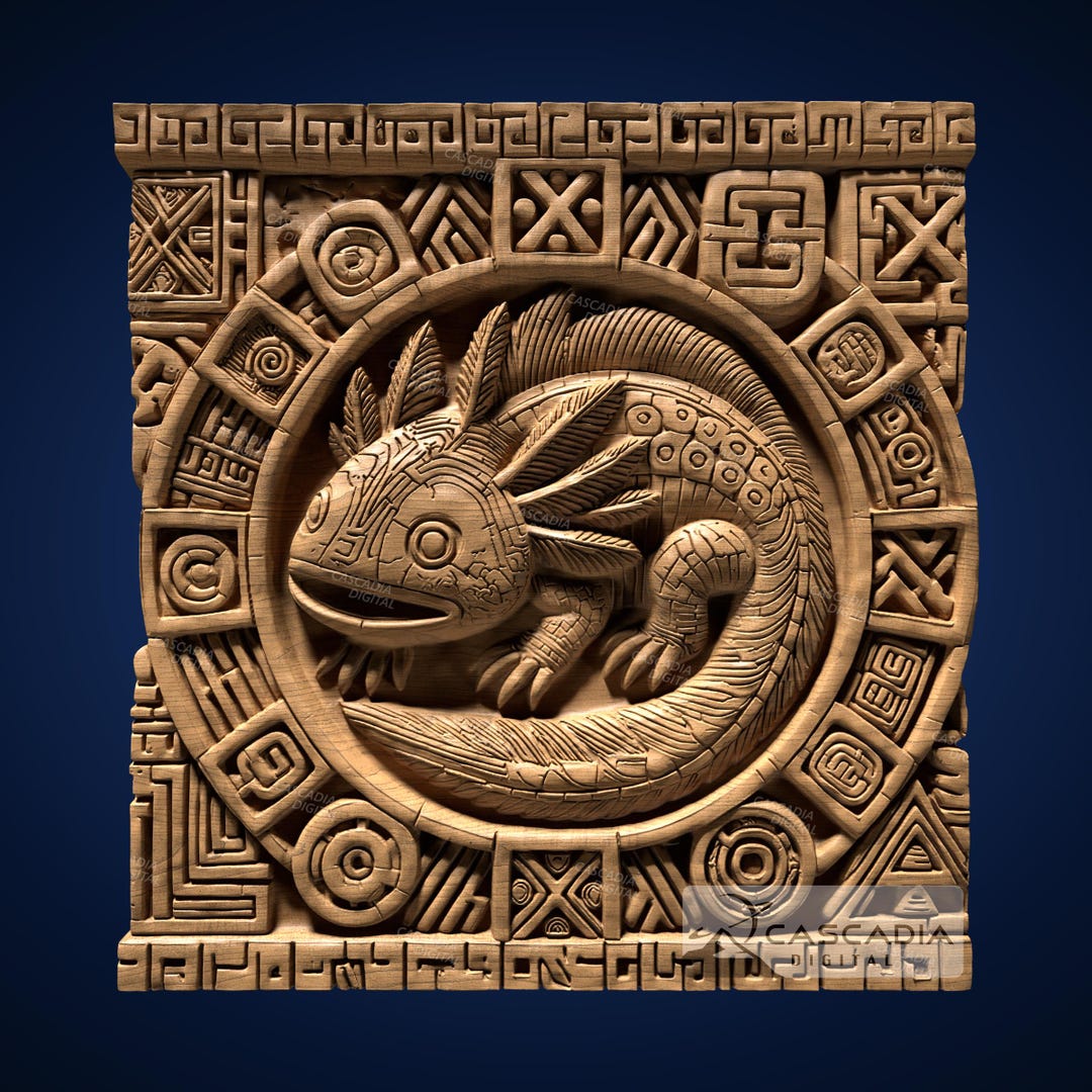Axolotl Aztec 3D STL File for CNC Router, 3D Print, Casting, Wood ...