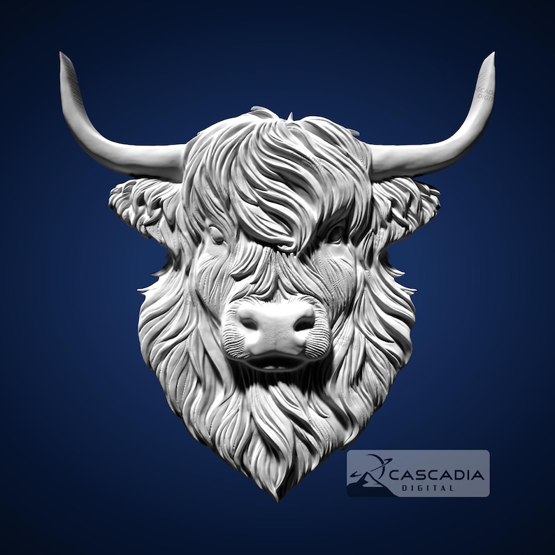 Highland Cow Steer Head - STL Model for CNC Router and 3D Printing - Etsy