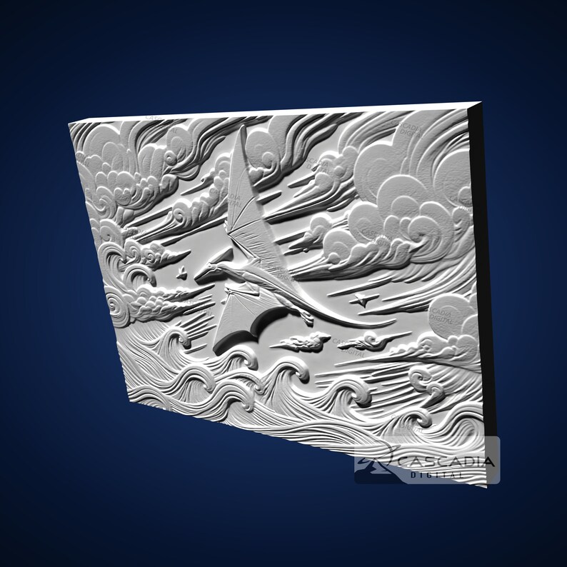 Pterodactyl Stormy Sky 3D STL File for CNC Router, 3D Print, Casting ...