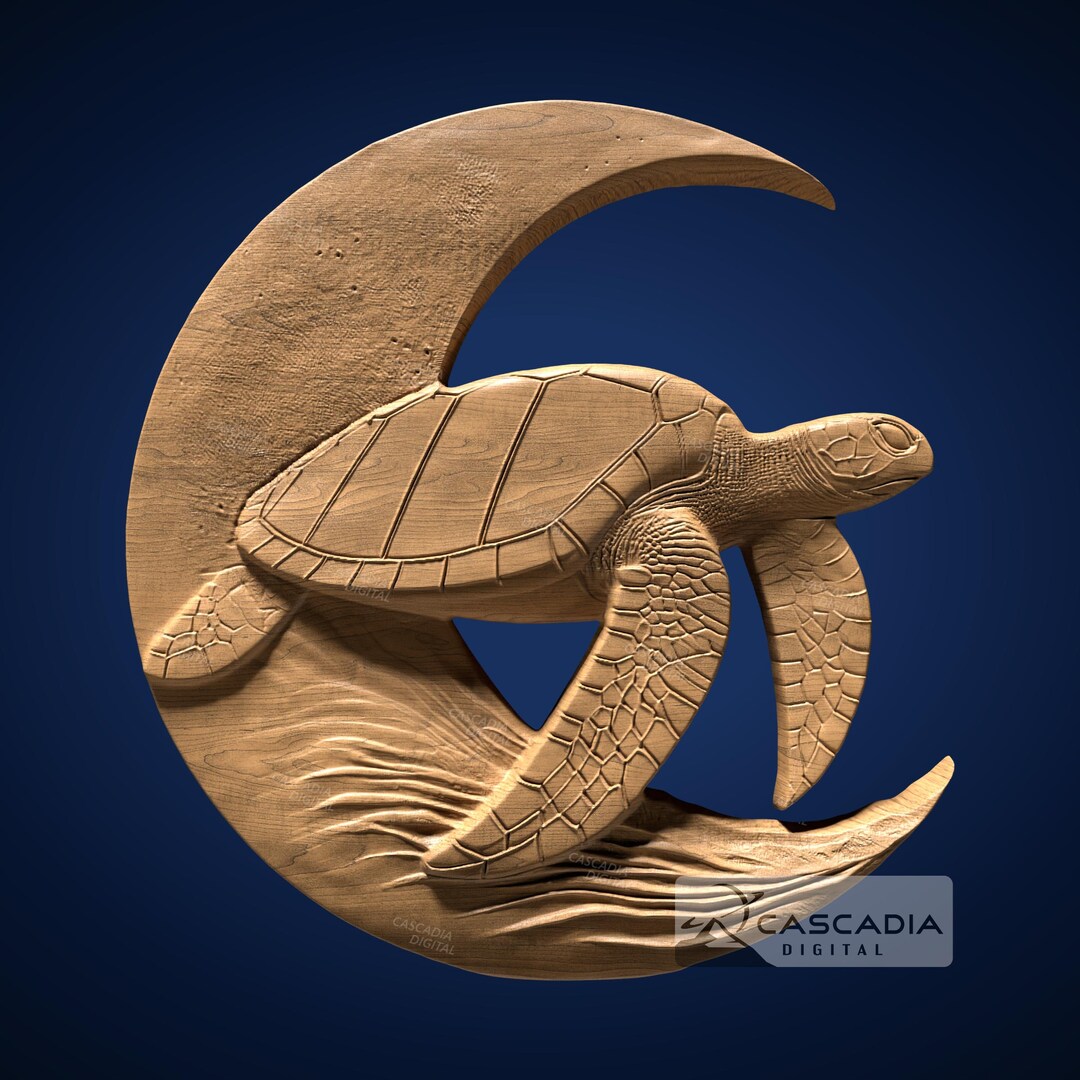 Sea Turtle Moon 3D STL File for CNC Router, 3D Print, Casting, Wood ...