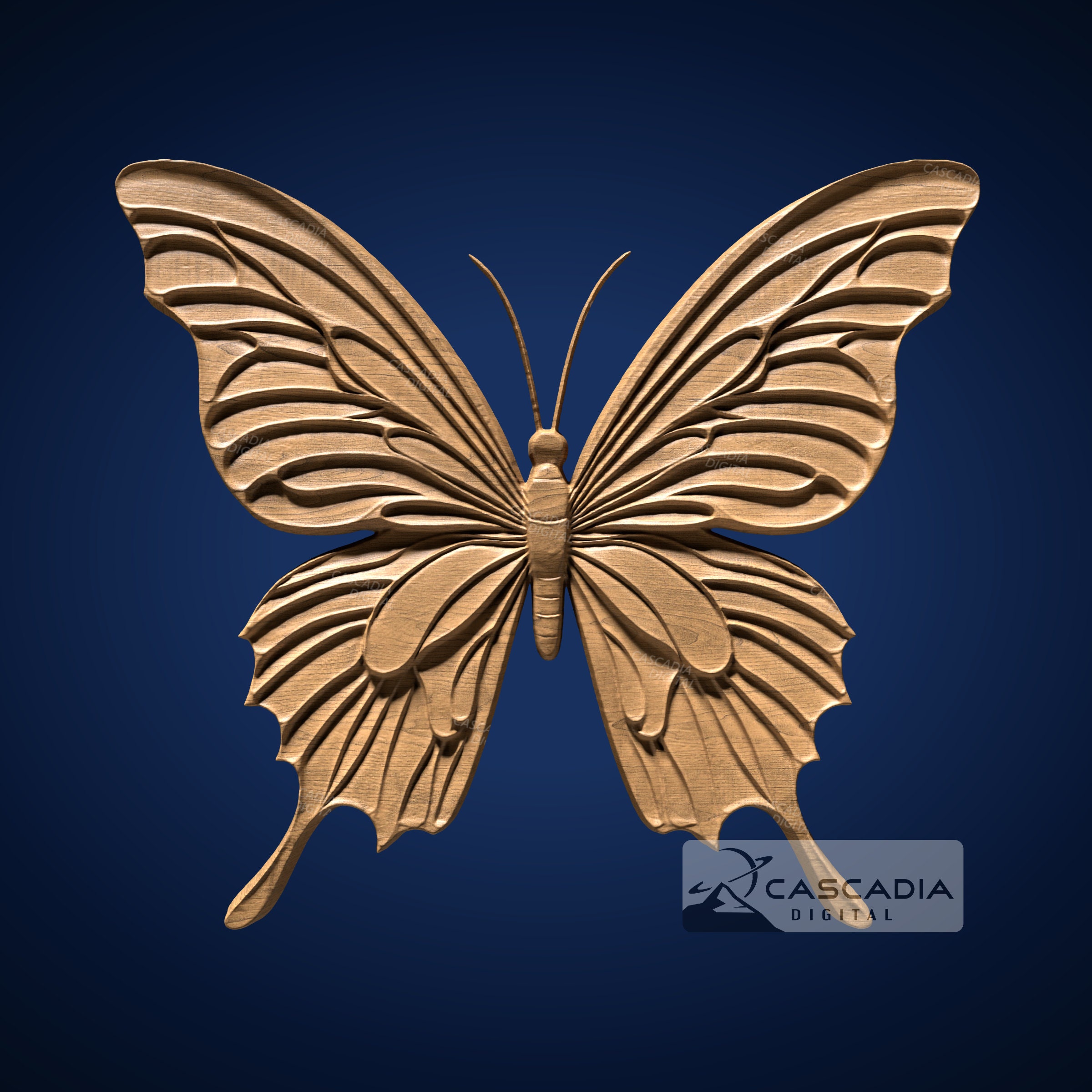 Butterfly 3D STL File for CNC Router, 3D Print, Casting, Wood Carving ...