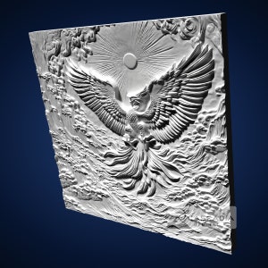 Phoenix Sun and Clouds 3D STL File for CNC Router, 3D Print, Casting ...