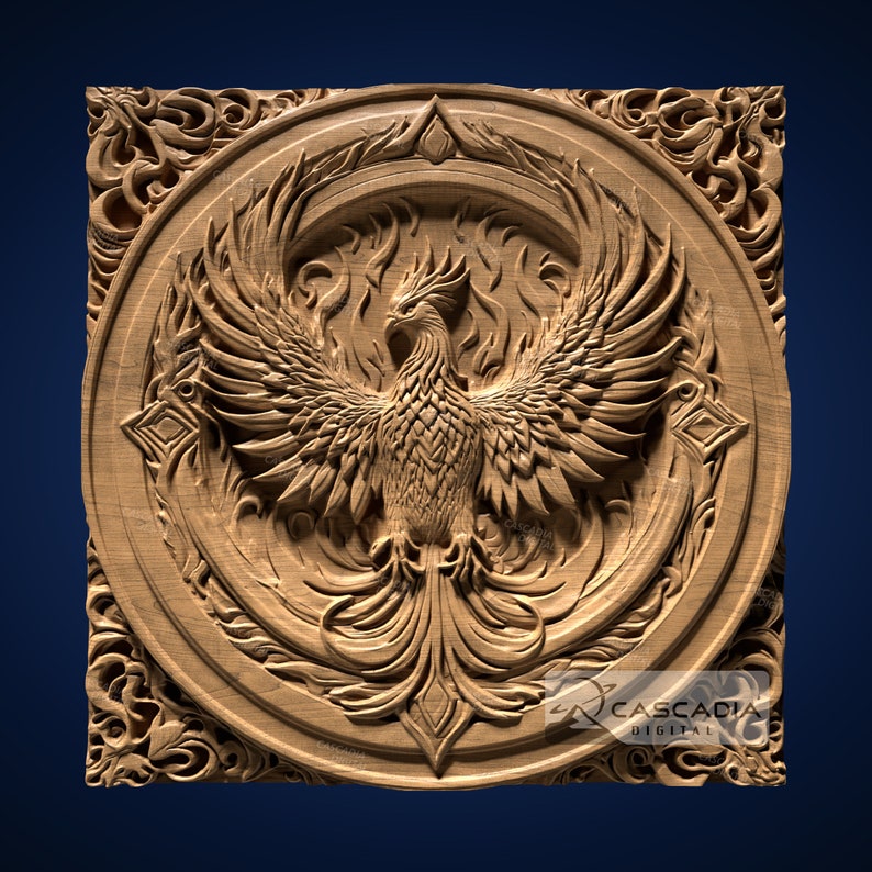 Phoenix Emblem 3D STL File for CNC Router, 3D Print, Casting, Wood ...