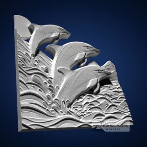 Dolphin Waves 3D STL File for CNC Router, 3D Print, Casting, Wood ...