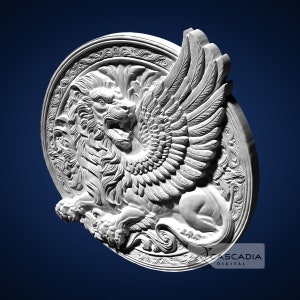 Griffin Round 3D STL File for CNC Router, 3D Print, Casting, Wood ...