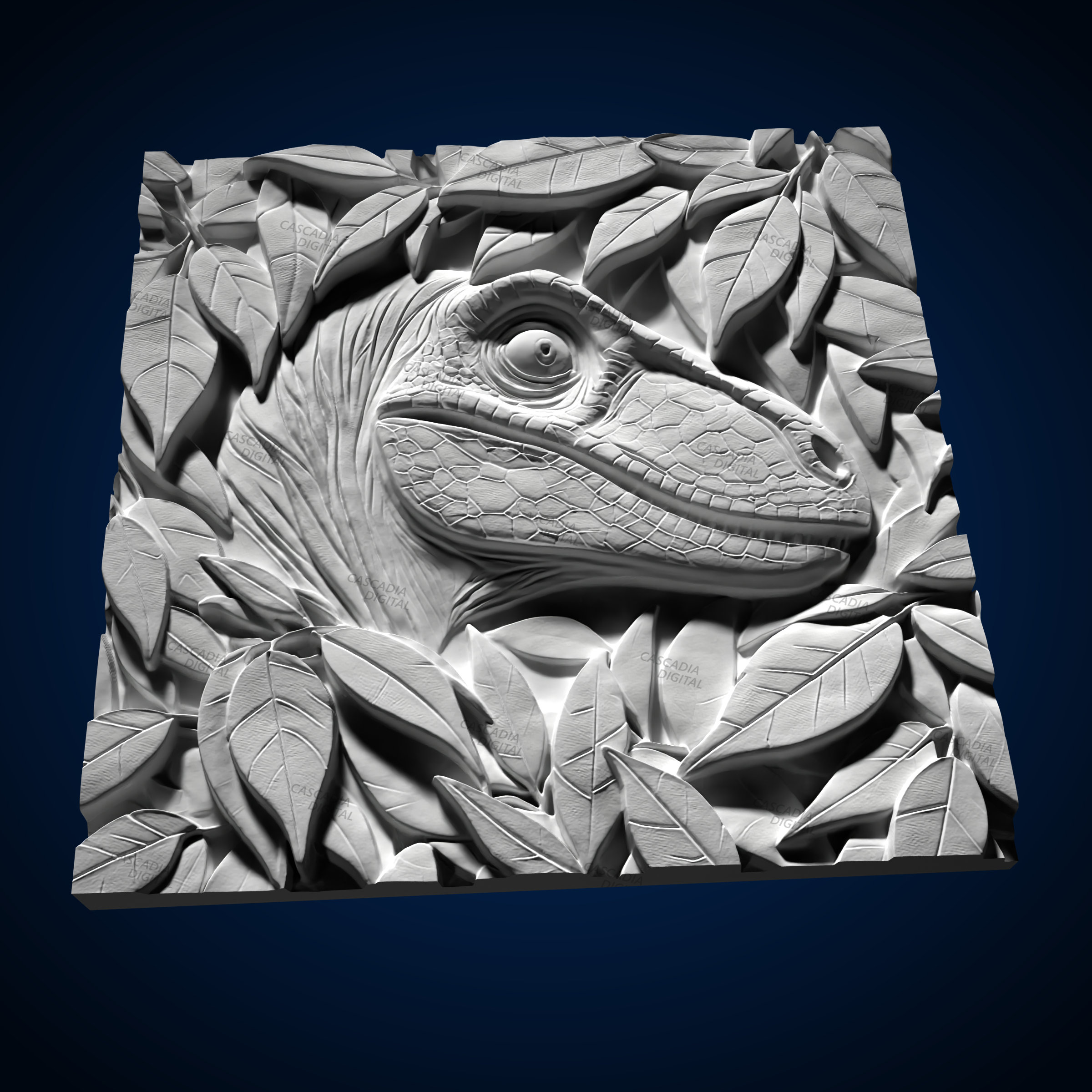 Raptor in Leaves 3D STL File for CNC Router, 3D Print, Casting, Wood ...