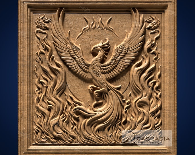 Phoenix Flaming Sun - STL Model for CNC Router and 3D Printing - Etsy