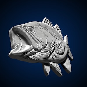 Large Mouth Bass - 3D STL Model for CNC/3D Printing - Fishing Fisherman ...
