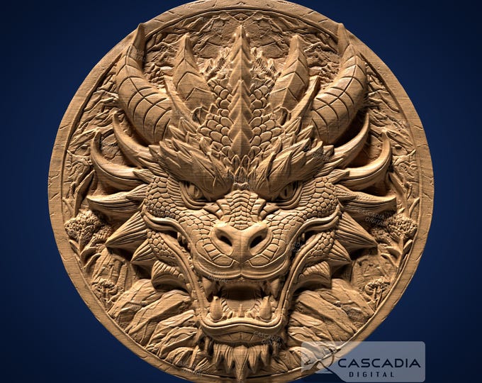 Dragon Head Round - STL Model for CNC Router and 3D Printing - Etsy