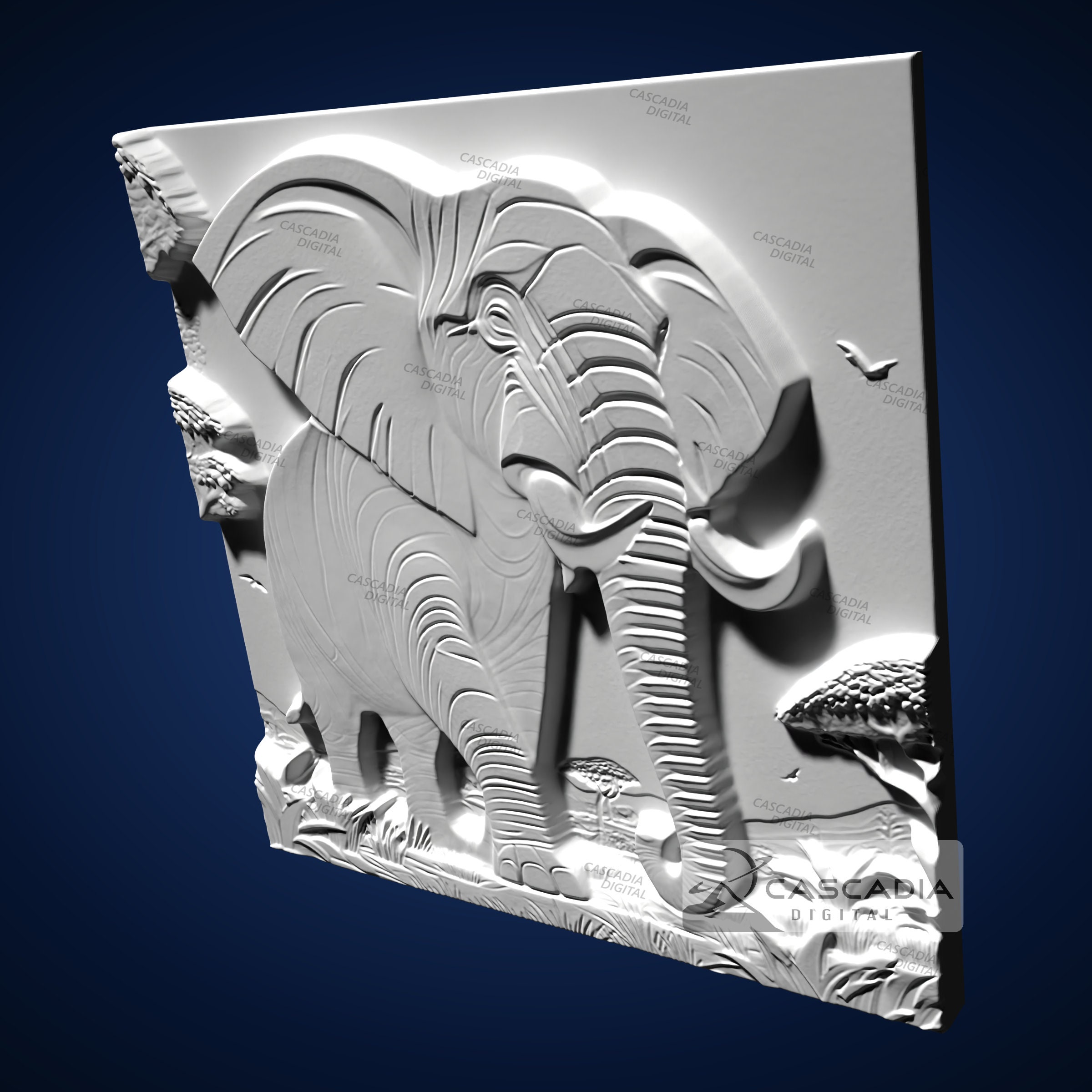 Elephant 3D STL File for CNC Router, 3D Print, Casting, Wood Carving ...