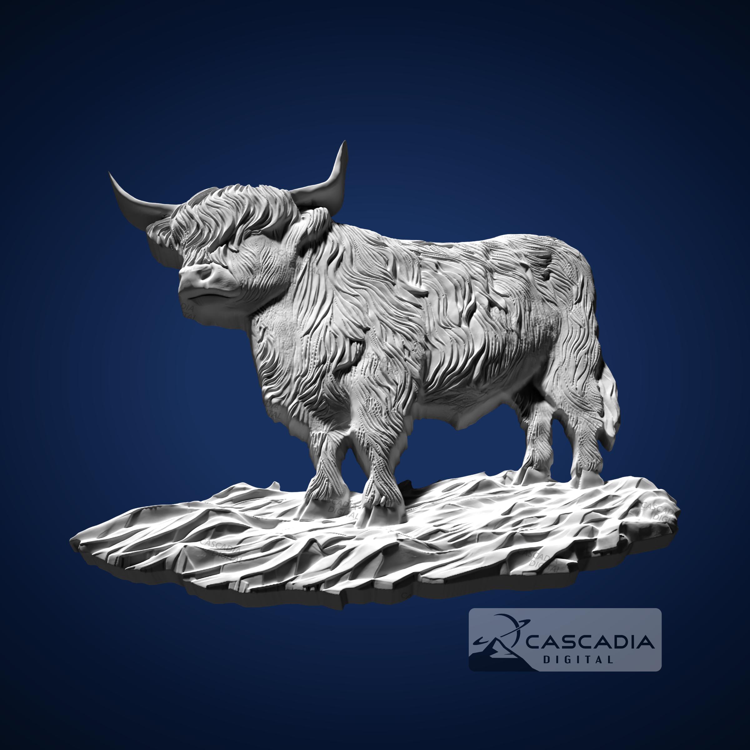 Highland Cow Steer 3D STL File for CNC Router, 3D Print, Casting, Wood ...