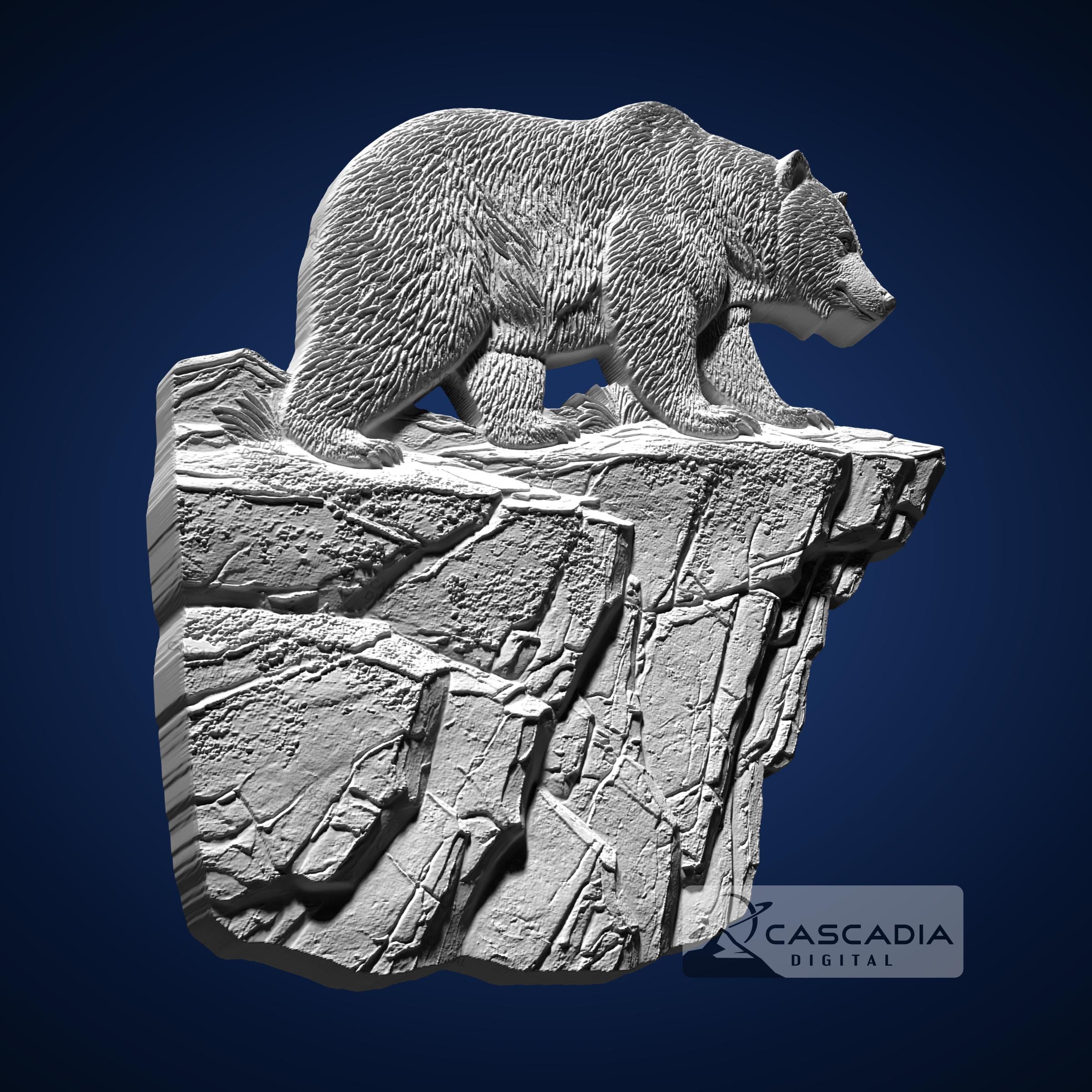 Bear on Craggy Rock Ledge - STL Model for CNC Router and 3D Printing - Etsy