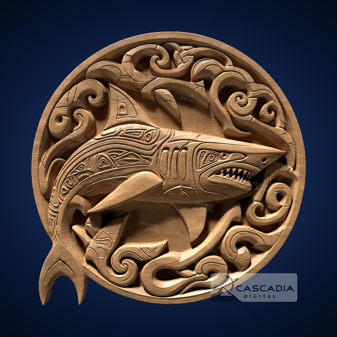 Shark Inuit Round - 3D STL Model for CNC/3D Printing - Ocean Marine Sea ...
