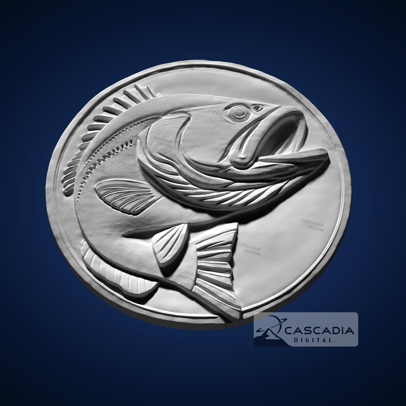 Bass Fish Round 3D STL File for CNC Router, 3D Print, Casting, Wood ...