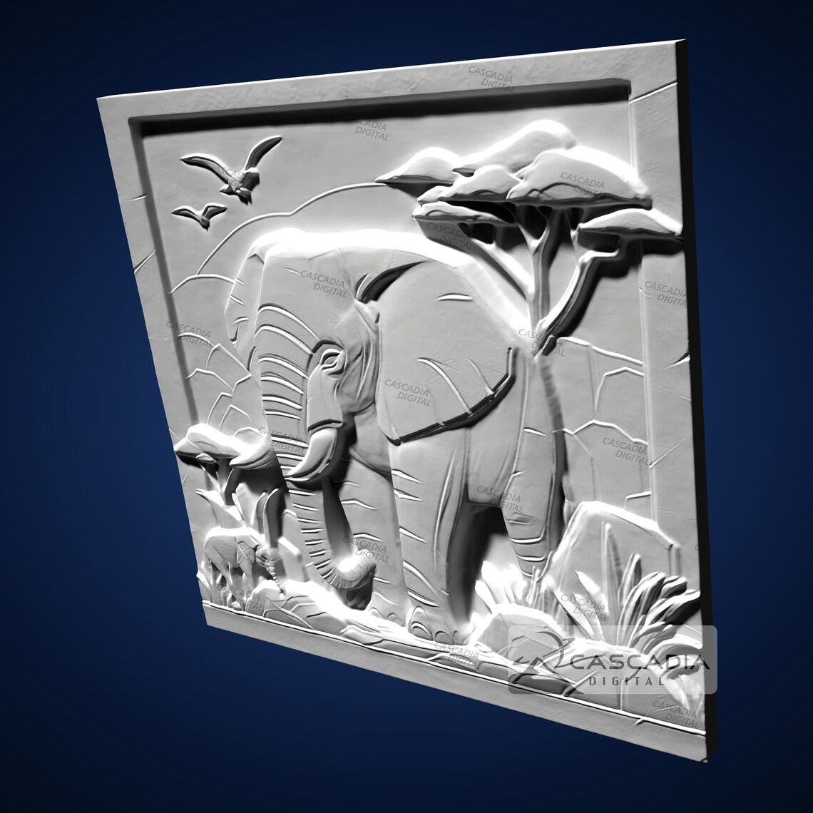 Elephant Scene - STL Model for CNC Router and 3D Printing - Etsy