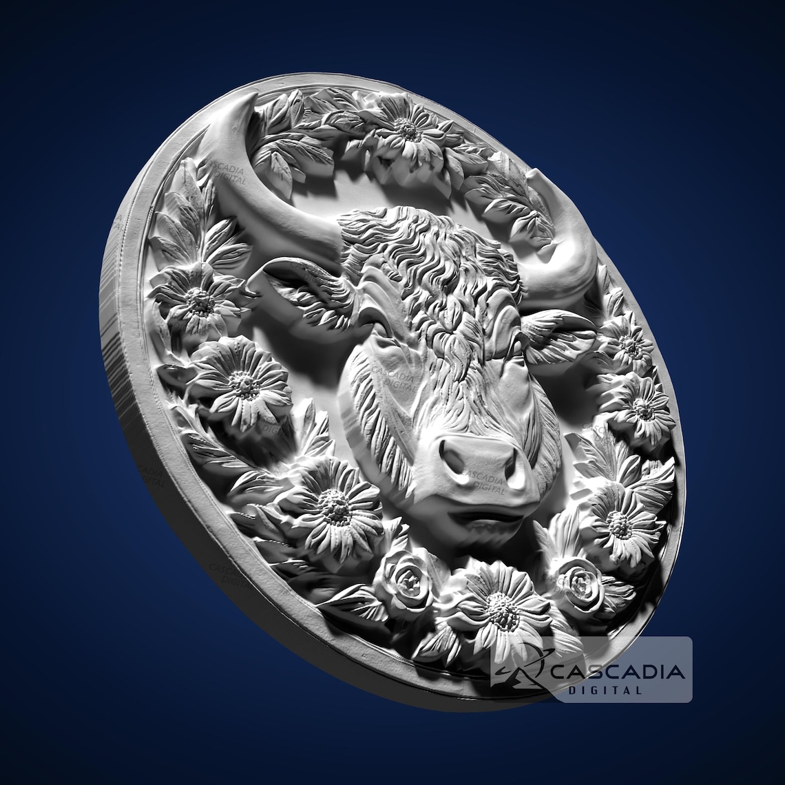 Bull Head Round - STL Model for CNC Router and 3D Printing - Etsy