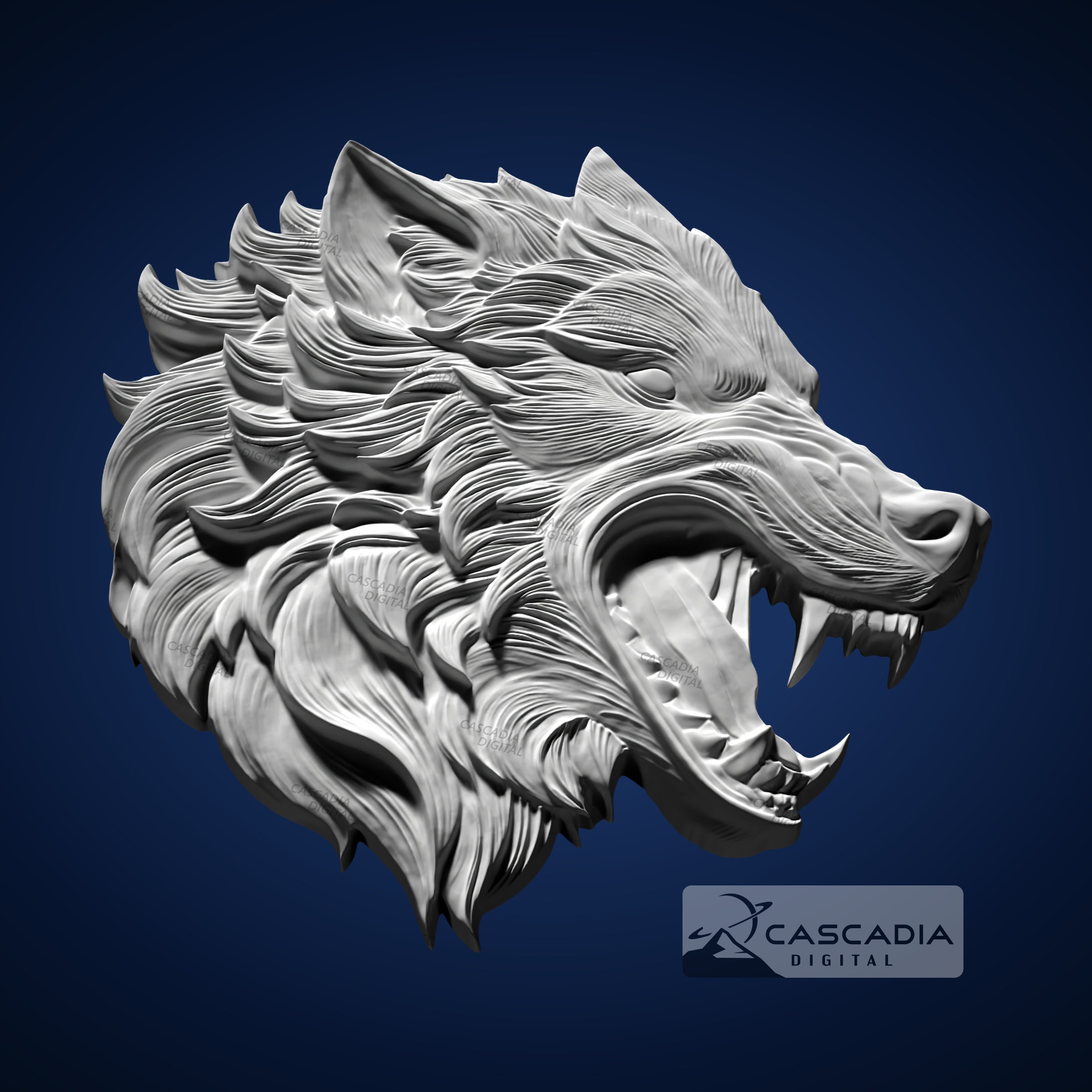 Wolf Head 3D STL File for CNC Router, 3D Print, Casting, Wood Carving ...