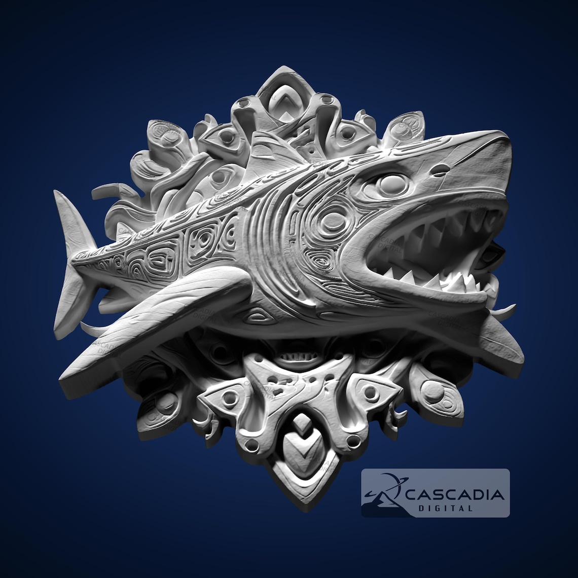 Shark Native Inuit 3D STL File for CNC Router, 3D Print, Casting, Wood ...