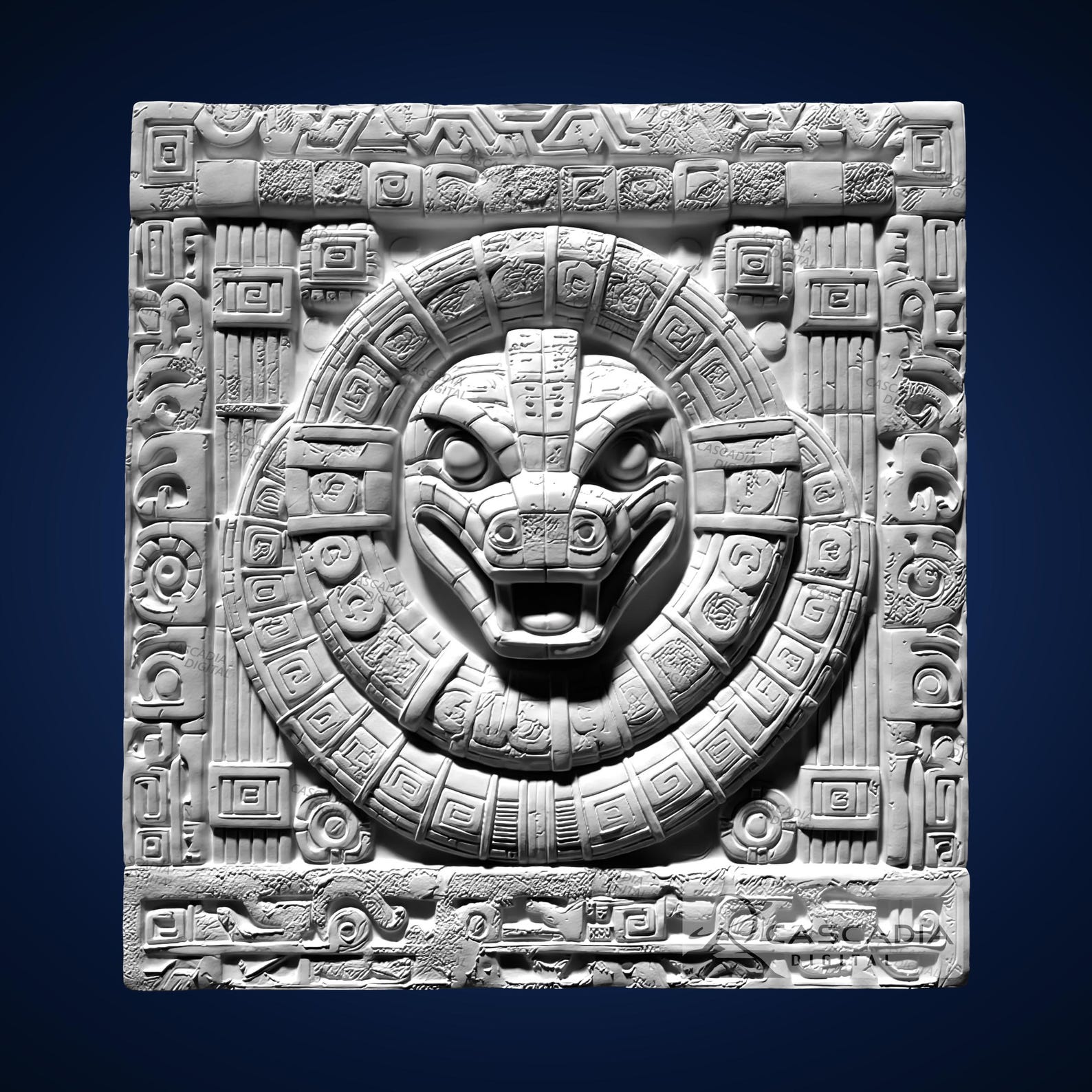 Snake Aztec - 3D STL Model for CNC/3D Printing - Mayan Mexico Brazil ...