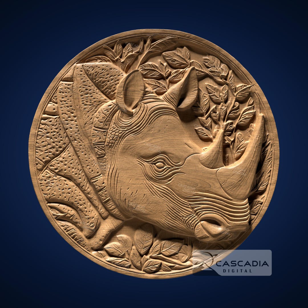Fichier STL 3D rond tête de rhinocéros pour routeur CNC, impression 3D ...