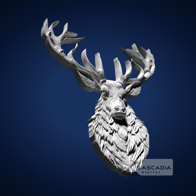 Deer Head 3D STL File for CNC Router, 3D Print, Casting, Wood Carving ...