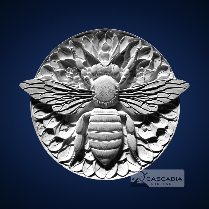 Bee Round 3D STL File for CNC Router, 3D Print, Casting, Wood Carving ...