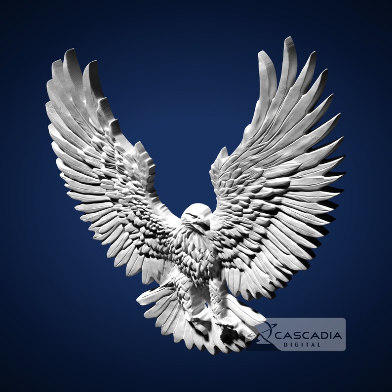 Bald Eagle in Flight 3D STL File for CNC Router, 3D Print, Casting ...