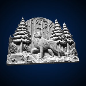 Wolf Winter Scene 3D STL File for CNC Router, 3D Print, Casting, Wood ...