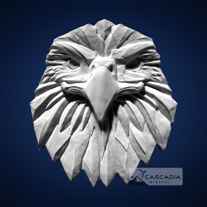 Bald Eagle Head Geometric 3D STL File for CNC Router, 3D Print, Casting ...