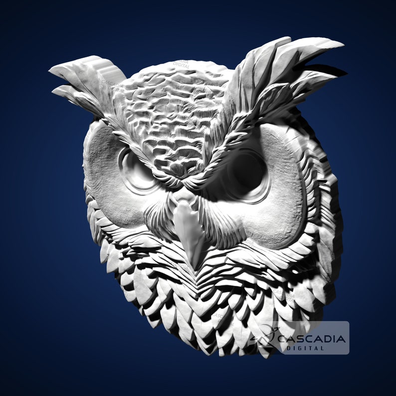 Horned Owl 3d Stl File For Cnc Router 3d Print Casting Wood Carving