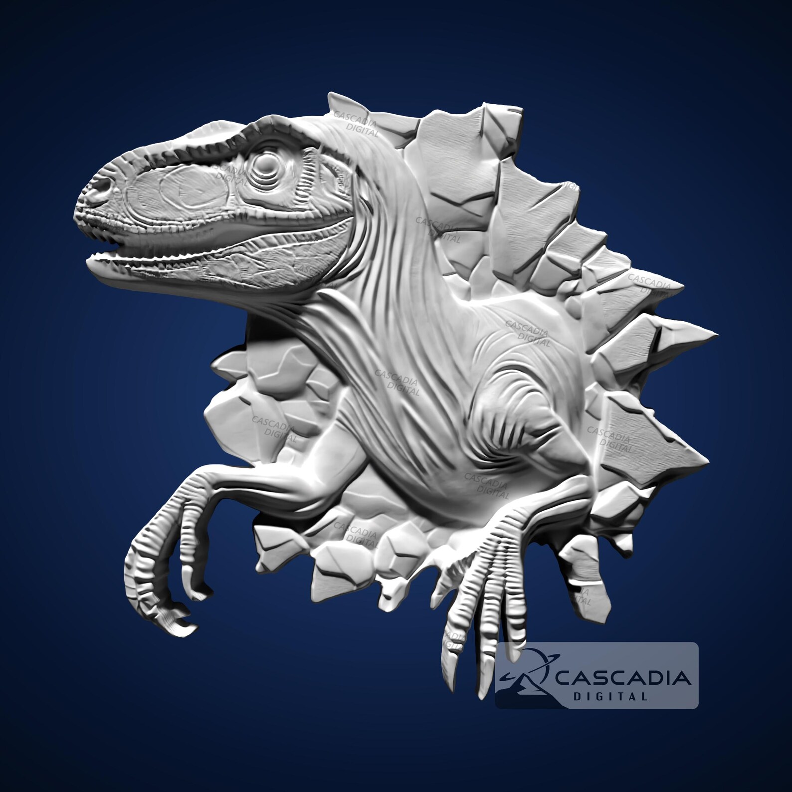 Raptor Breaking Through - STL Model for CNC Router and 3D Printing - Etsy