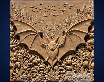 Bat 3D STL File for CNC Router, 3D Print, Casting, Wood Carving ...