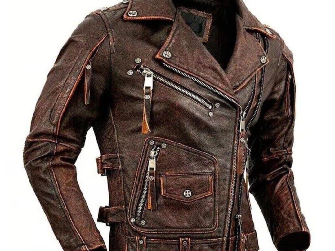 Vintage Motorcycle Biker Jacket, Handmade Biker Bomber Jacket, Brando ...