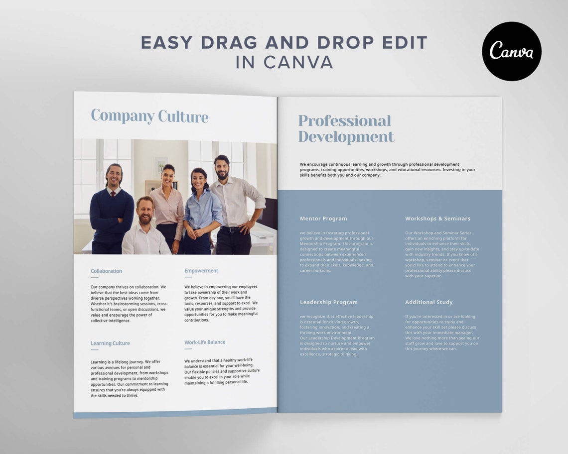 New Employee Welcome Pack Editable Template | Staff Onboarding Canva ...