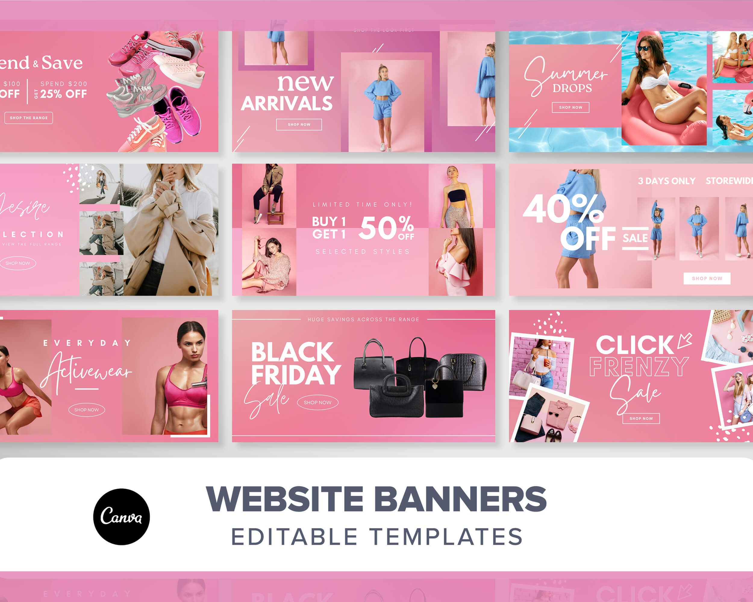 Editable Website Banner Template, Squarespace Web Banner Wix and ...