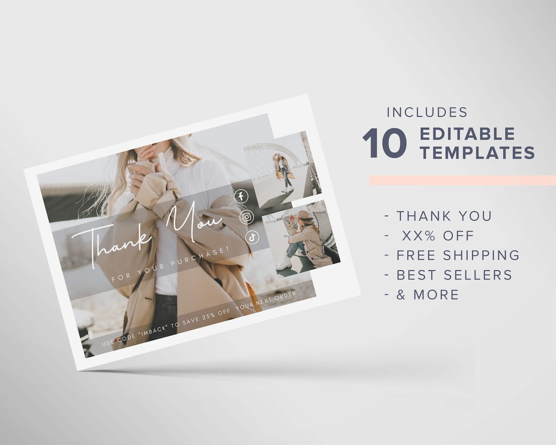 Ebay Thank You Card Template Canva Thankyou Order Card Small Business ...