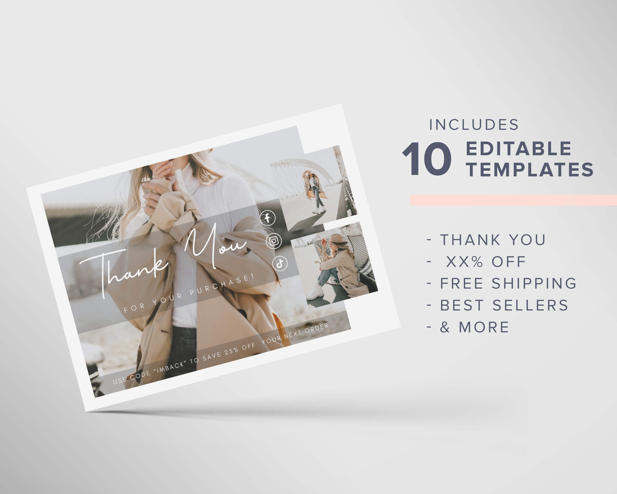 Ebay Thank You Card Template Canva Thankyou Order Card Small Business ...