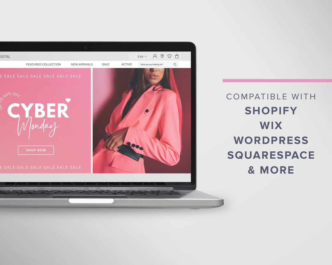 Editable Website Banner Template, Squarespace Web Banner Wix and ...
