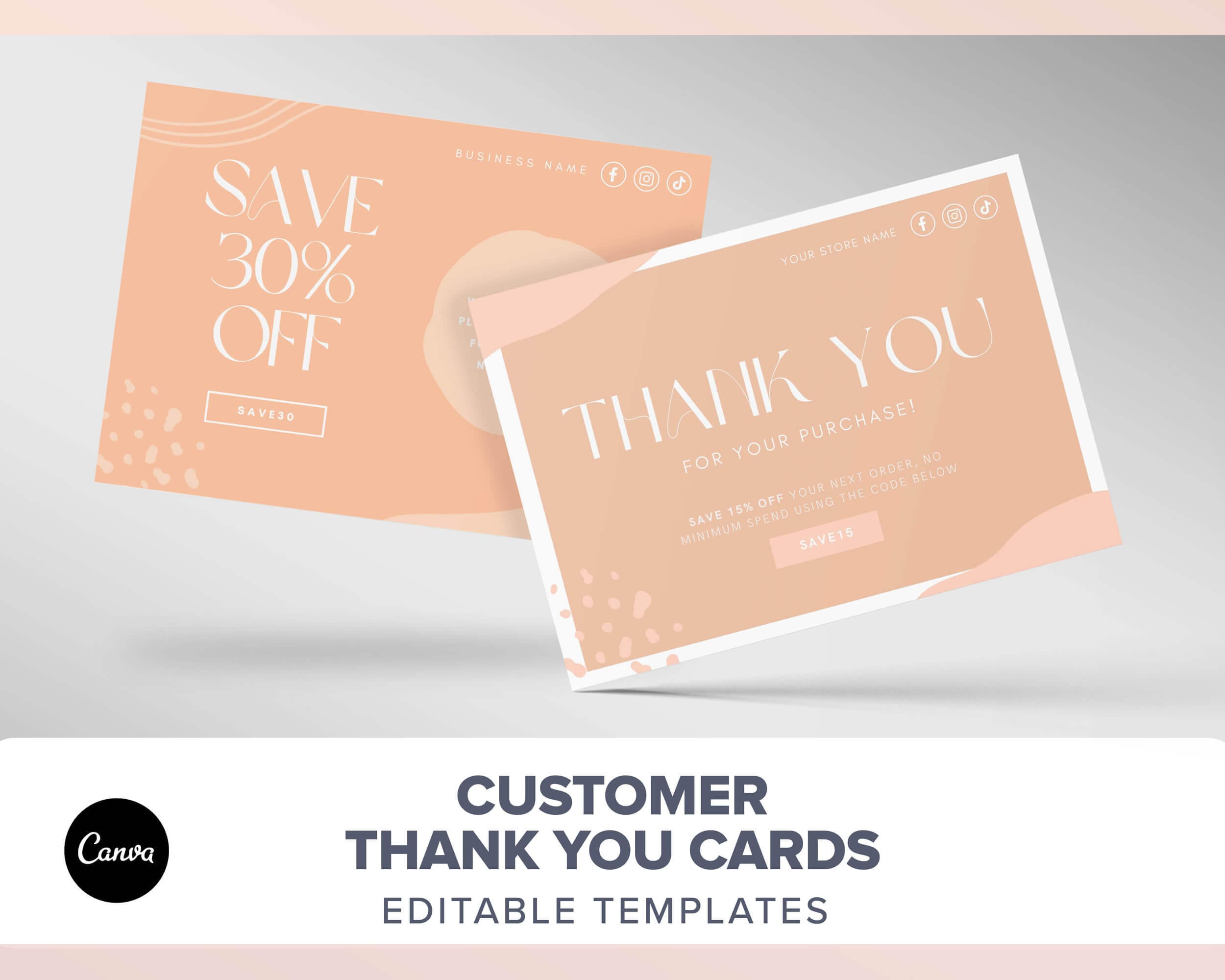 Ebay Thank You Cards Template Canva Thankyou Order Card - Etsy