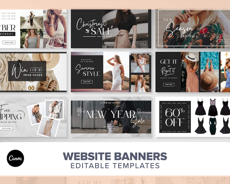 Editable Website Banner Template, Squarespace Web Banner Wix and ...