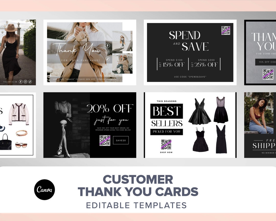 Ebay Thank You Card Template Canva Thankyou Order Card Small Business ...