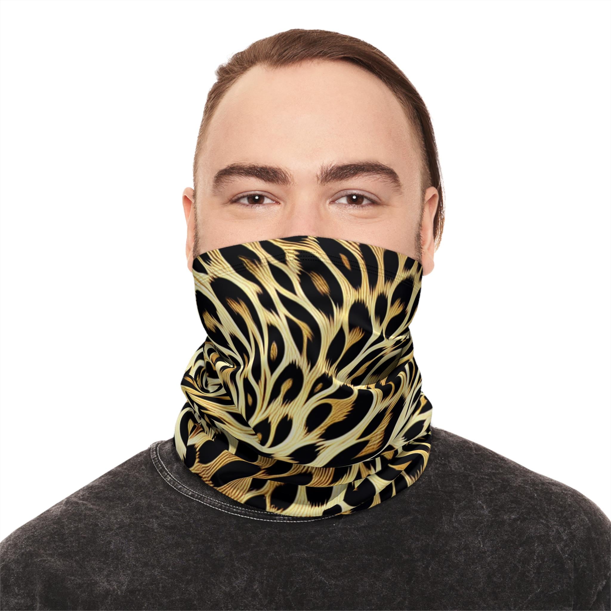 Leopard Print Winter Neck Gaiter With Drawstring, Winter Neck Gaiter - Etsy